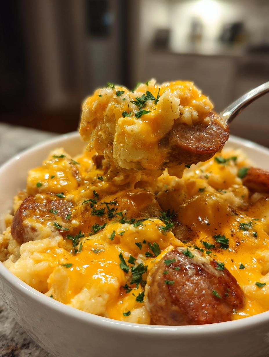 5-Hour Crockpot Cheesy Potatoes And Sausage Wow