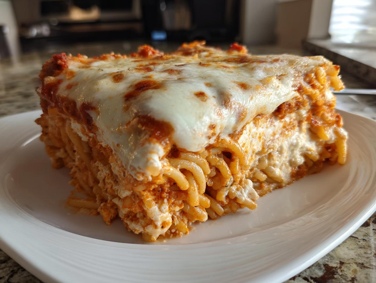 Amazing 480 Calorie Million Dollar Spaghetti Bake